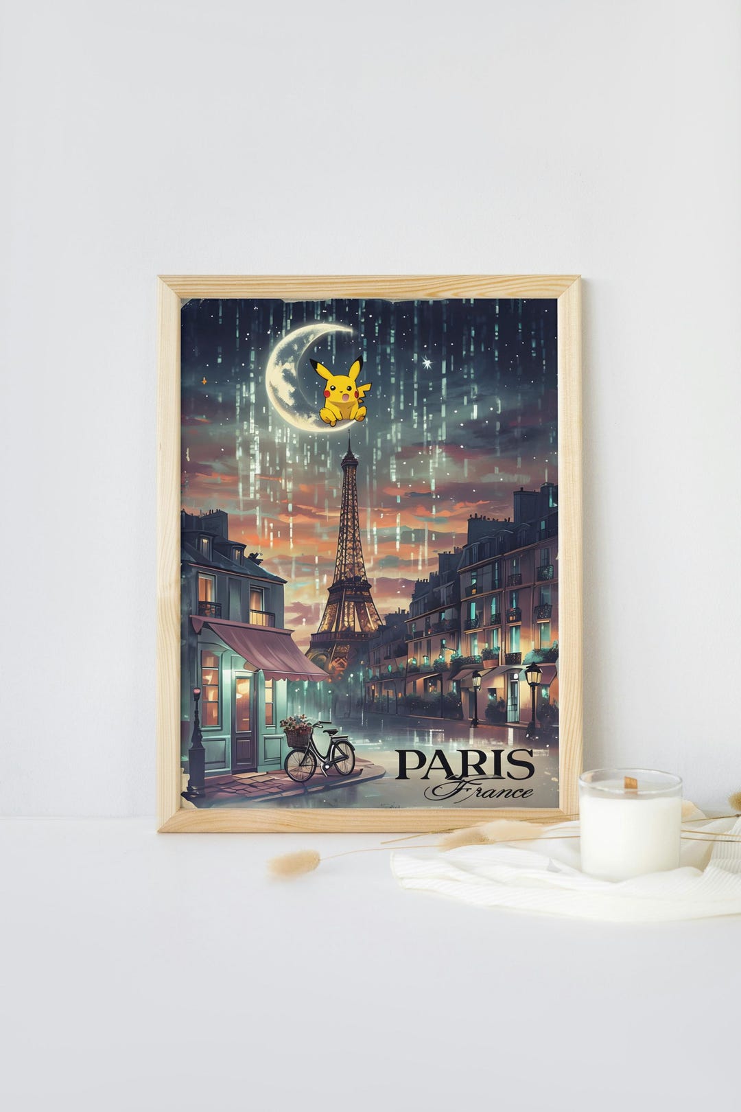Pikachu in Paris- Pikachu Poster, Travel Poster, Travel Print, Pokemon ...