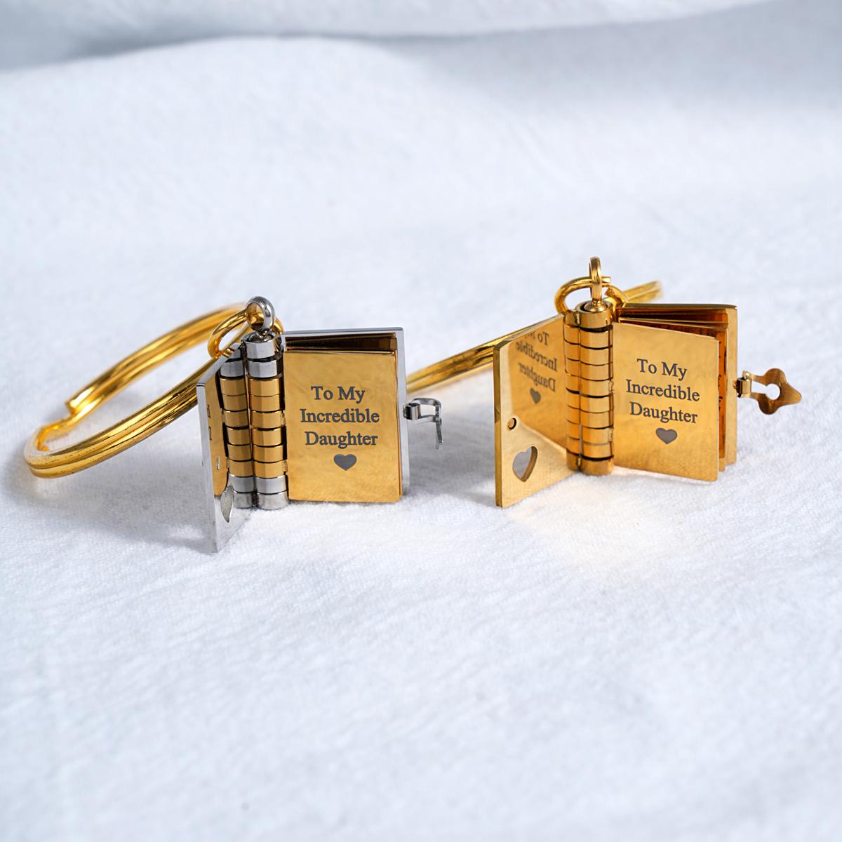 Personalized to My Daughter Book Key Chain- Engraved Meaningful Message ...