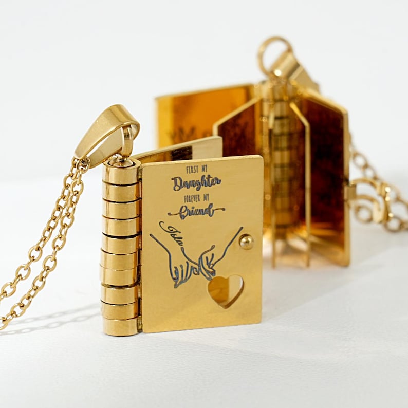 To My Daughter Book Necklace- Custom Mini Book Pendant Gift ...