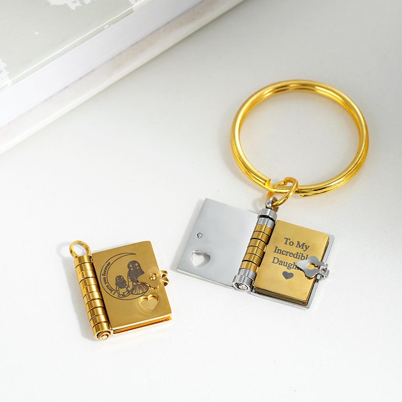 Personalized to My Daughter Book Key Chain- Engraved Meaningful Message ...