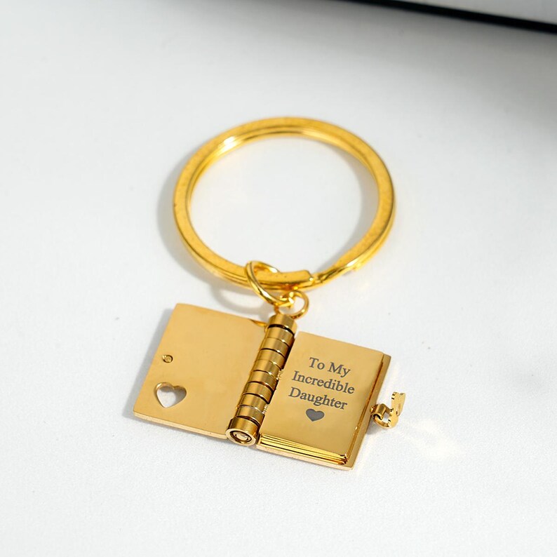 Personalized to My Daughter Book Key Chain- Engraved Meaningful Message ...