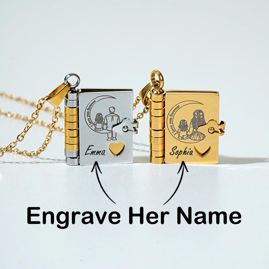 Daughter Book Necklace- Personalized Engraved Love You to the Moon ...