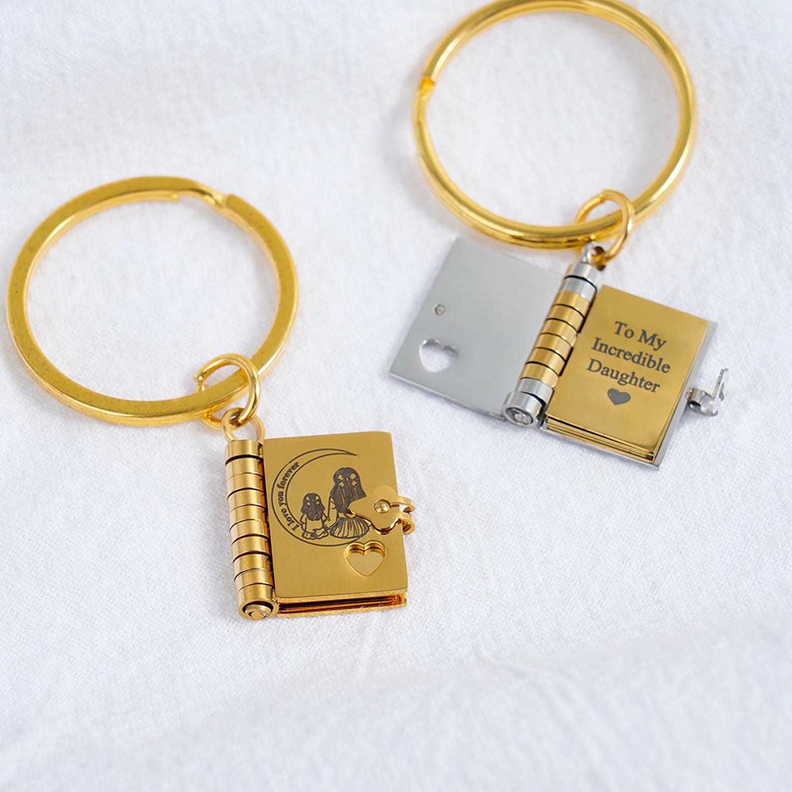 Personalized to My Daughter Book Key Chain- Engraved Meaningful Message ...