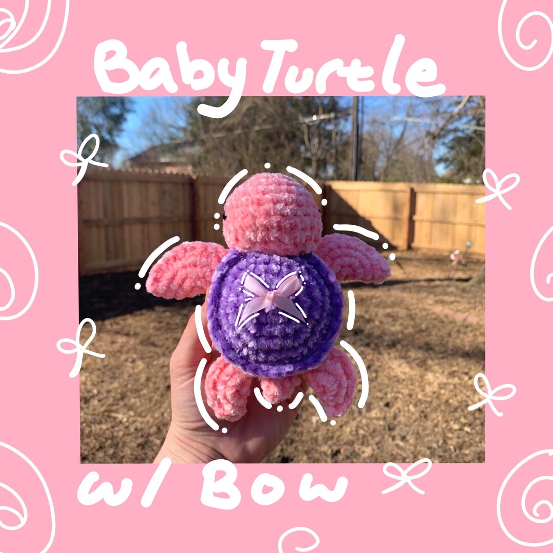 Crochet Baby Turtle With Bow - Etsy