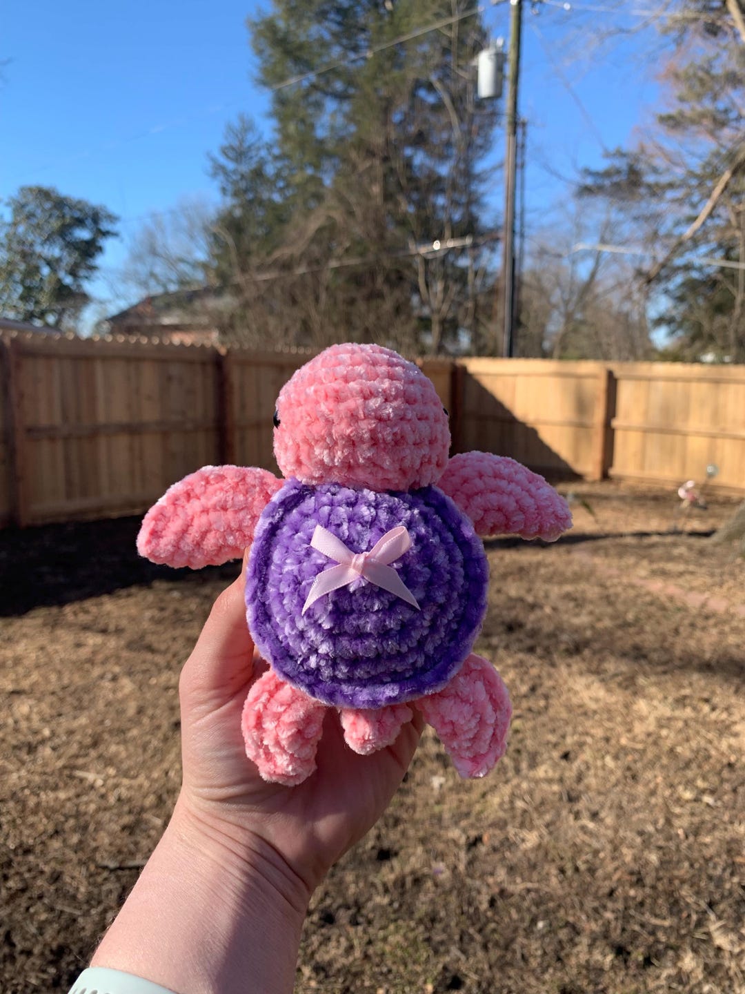 Crochet Velvet Turtle With Bow - Etsy