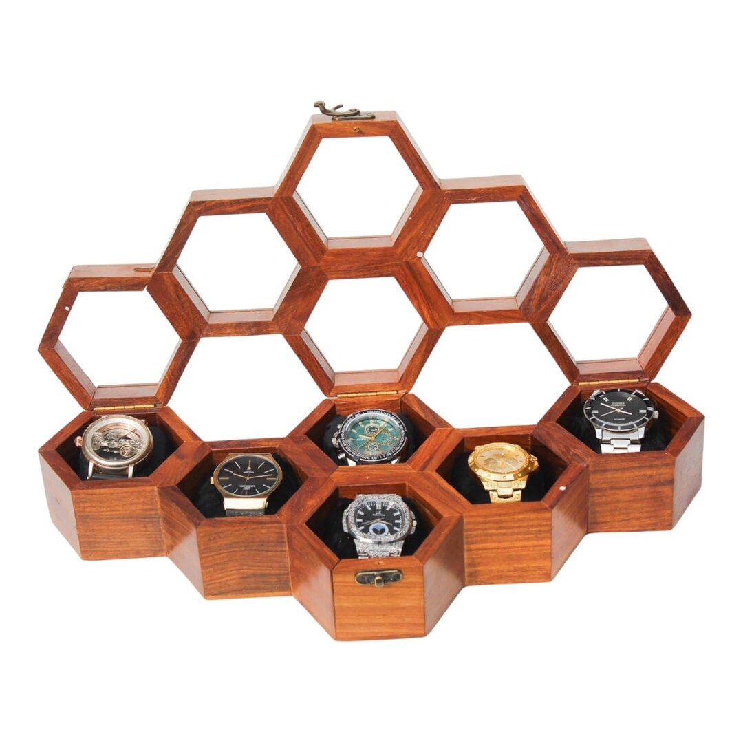 Handmade Rosewood Honeycomb Watch Box: Personalized Wooden Organizer - Etsy