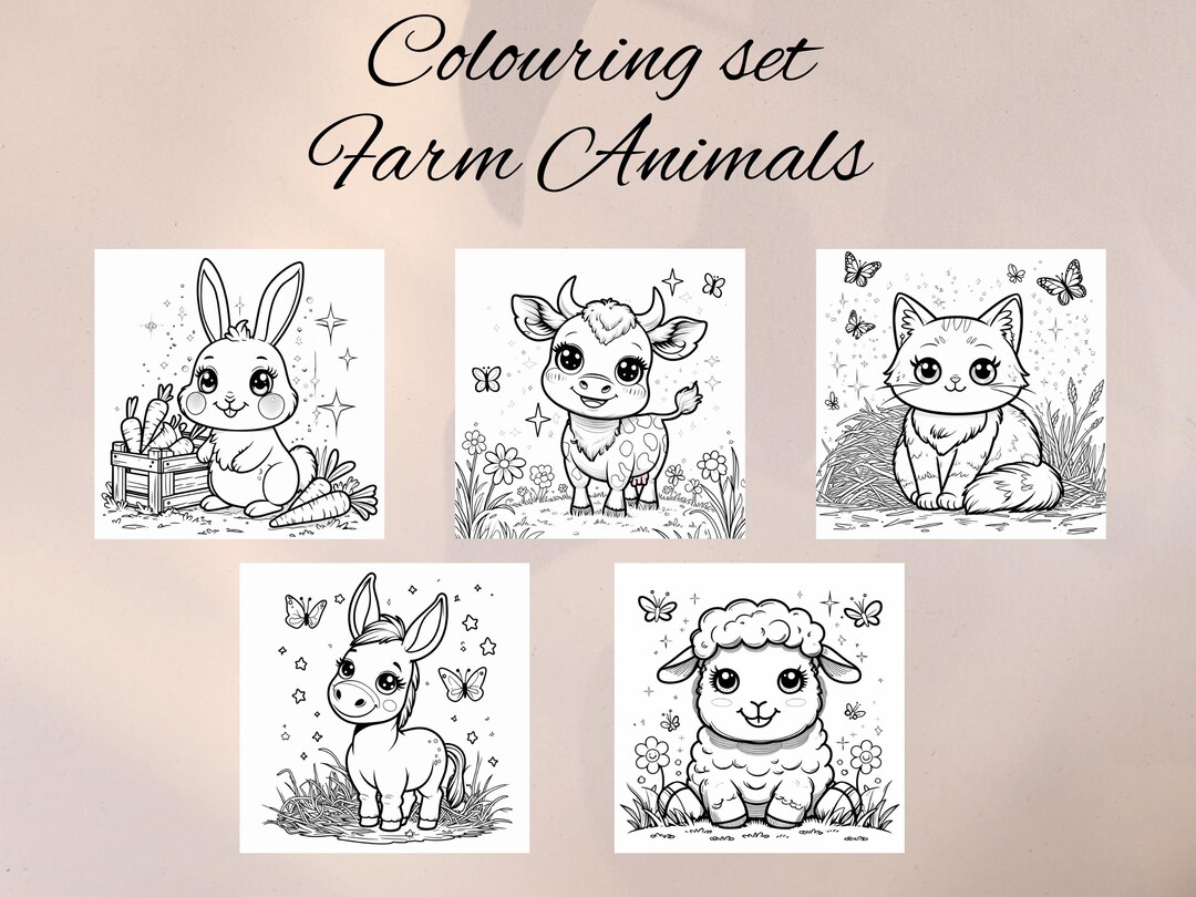 Farm Animal Coloring Pages for Kids – Printable Black & White Coloring ...
