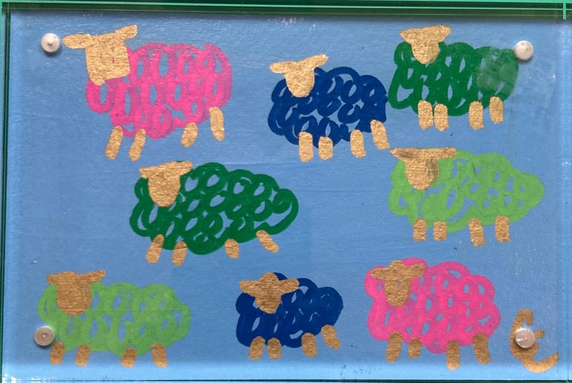 Pop Art Sheep Acrylic Painting, Colorful Wall Art, Animal Art Prints ...