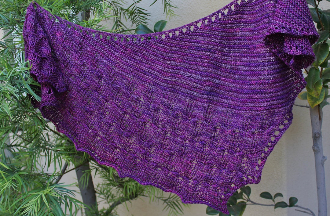 Purple Tulip Cabled Shawlette or Scarf - Etsy