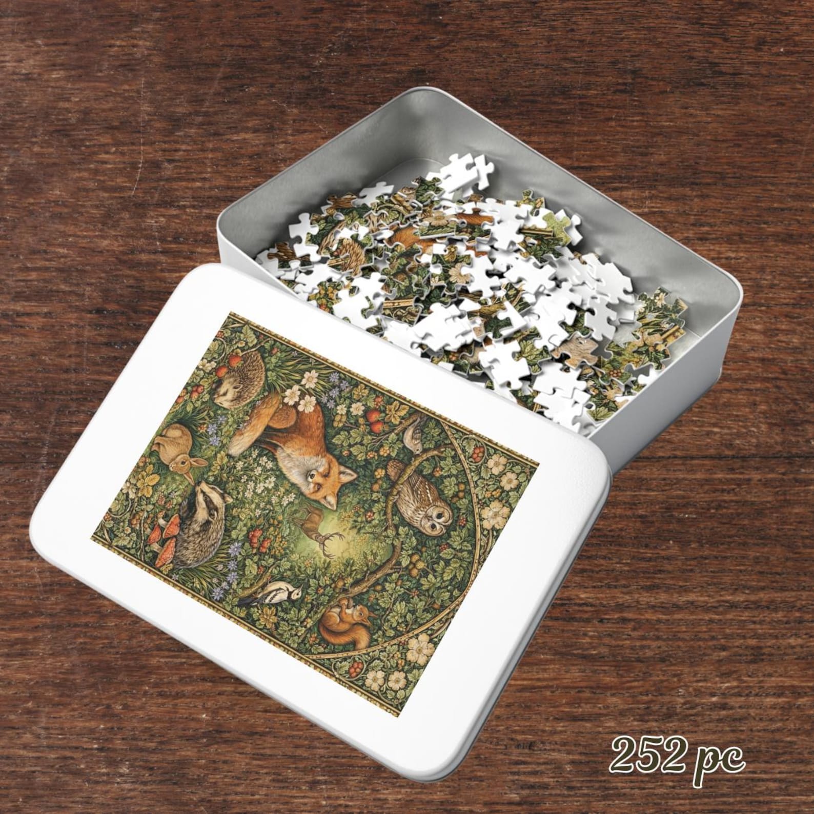 William Morris Woodland Animals Jigsaw Puzzle With Tin | Fox, Stag, Owl ...