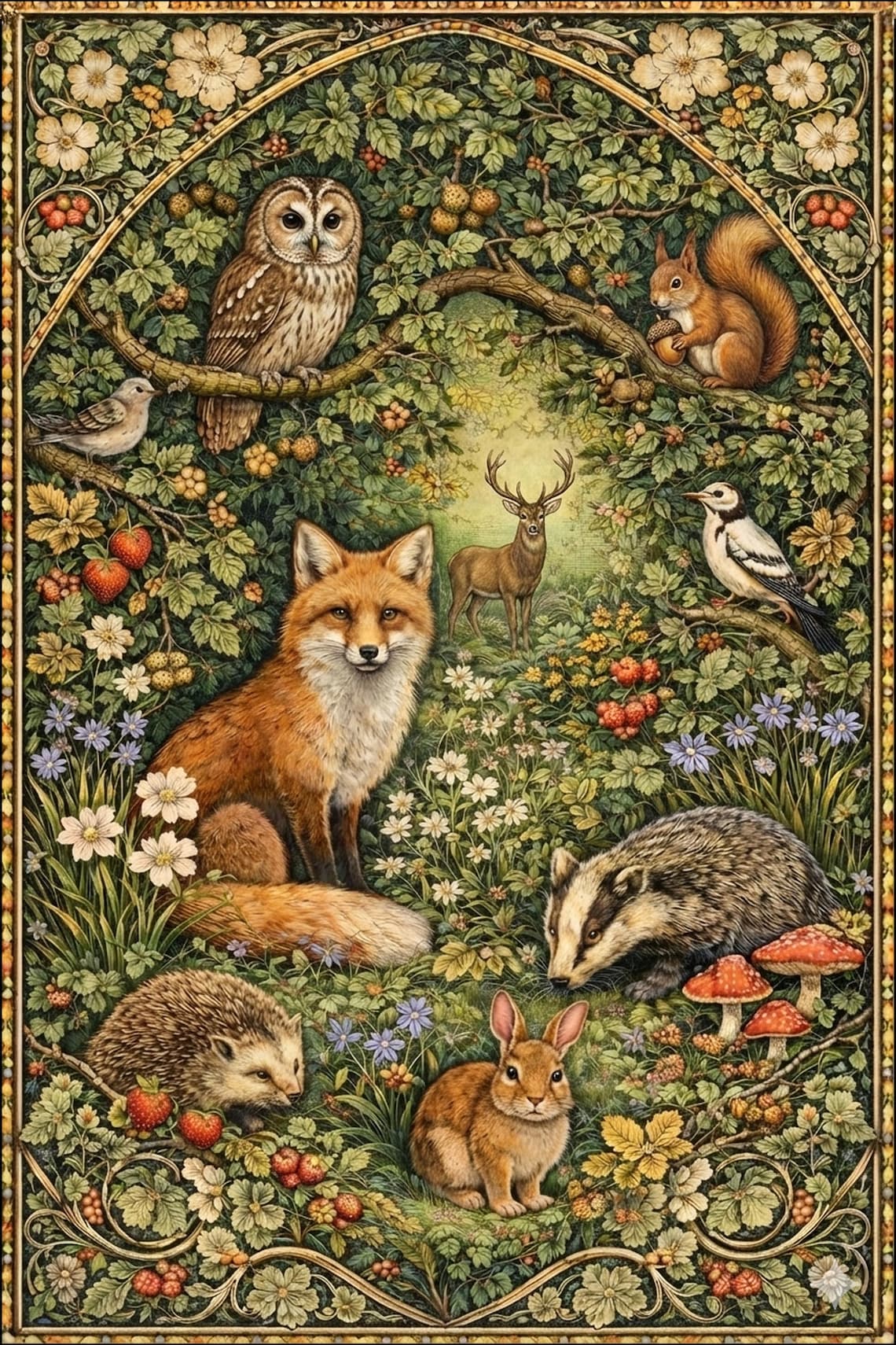 William Morris Woodland Animals Jigsaw Puzzle With Tin | Fox, Stag, Owl ...