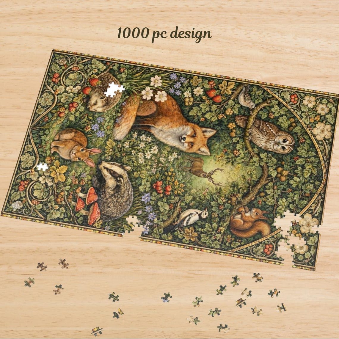 William Morris Woodland Animals Jigsaw Puzzle With Tin | Fox, Stag, Owl ...
