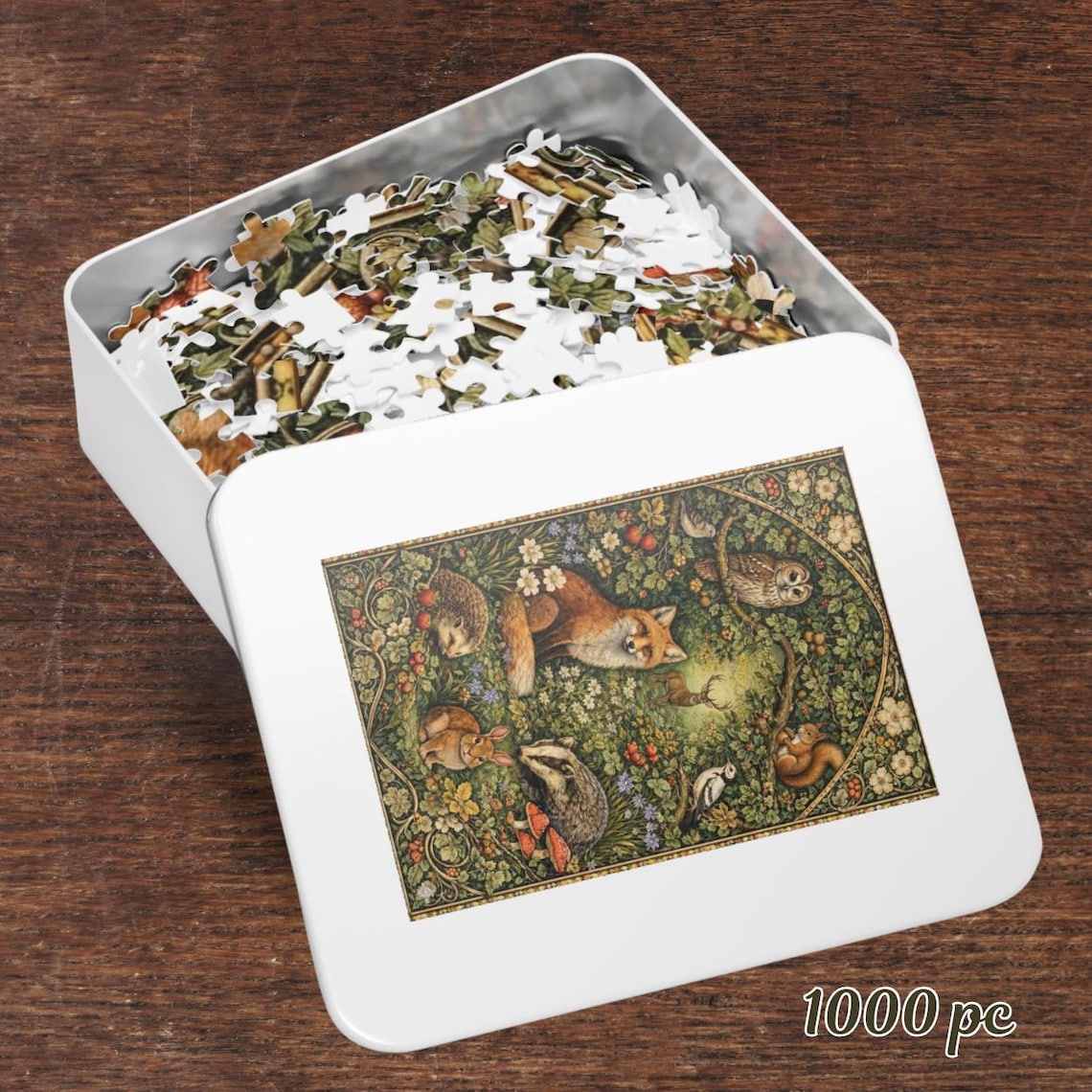 William Morris Woodland Animals Jigsaw Puzzle With Tin | Fox, Stag, Owl ...