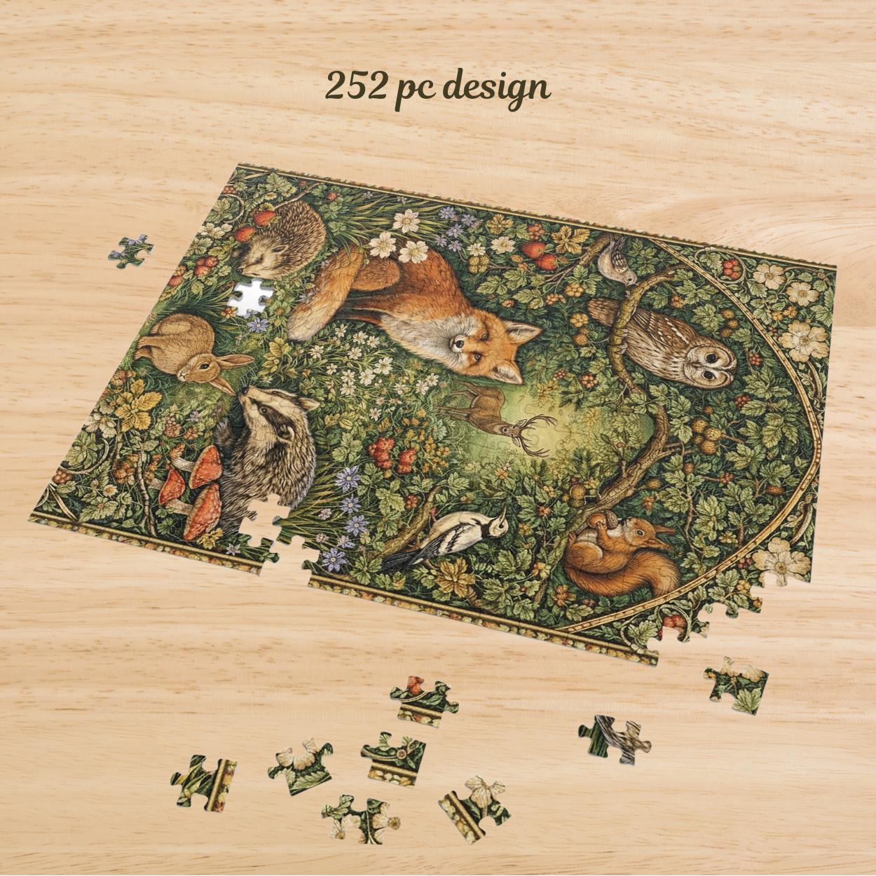 William Morris Woodland Animals Jigsaw Puzzle With Tin | Fox, Stag, Owl ...