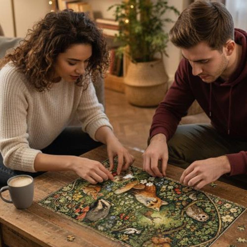 William Morris Woodland Animals Jigsaw Puzzle With Tin | Fox, Stag, Owl ...