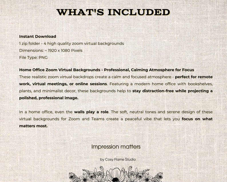 Zoom Background Home Office| Realistic Backgrounds| Virtual Backdrop ...