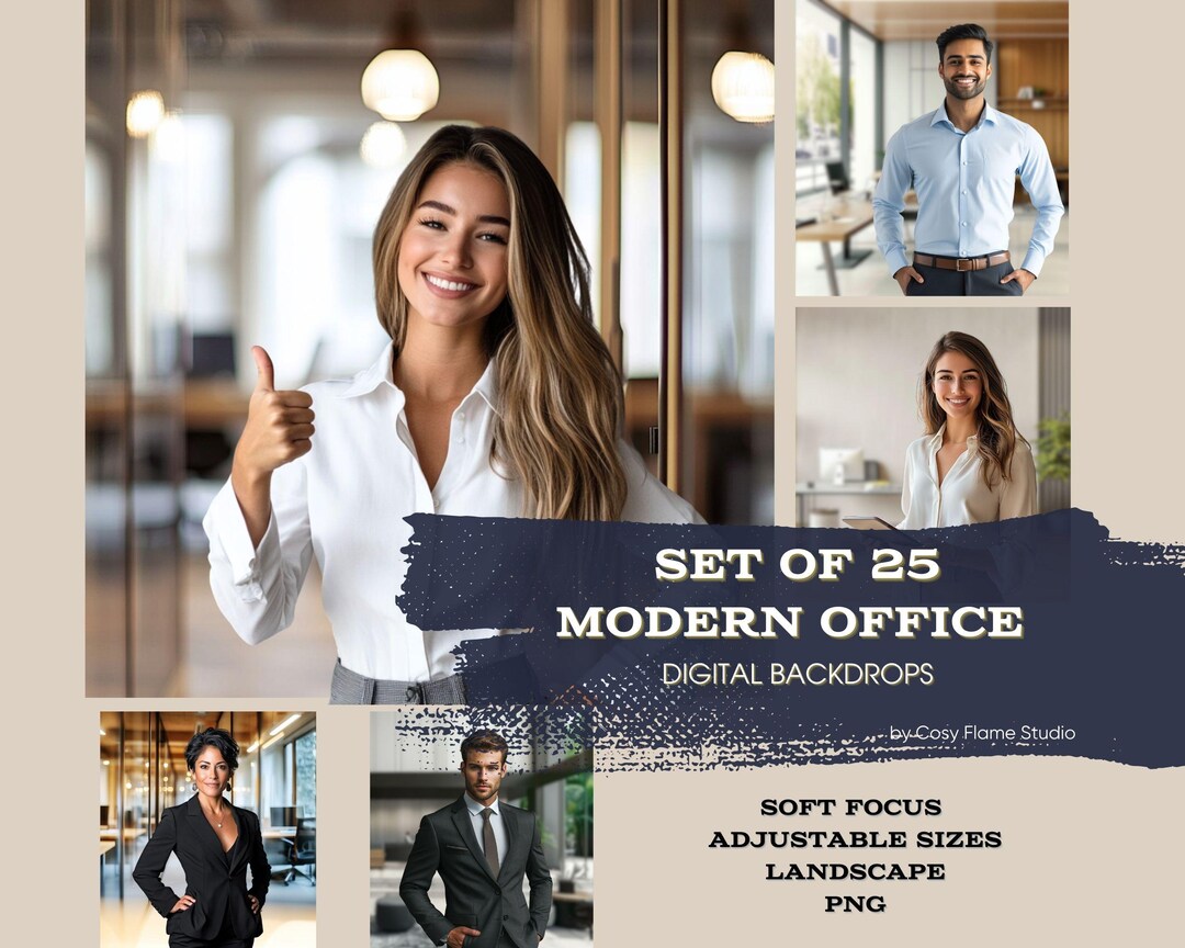 Modern Office Backdrops for Professional Headshots| 25 Digital ...