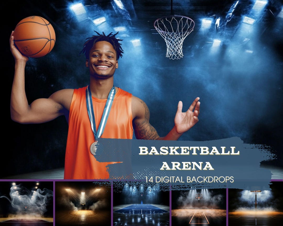 Basketball Court Backgrounds | Arena Backdrops With Lights & Fog for ...