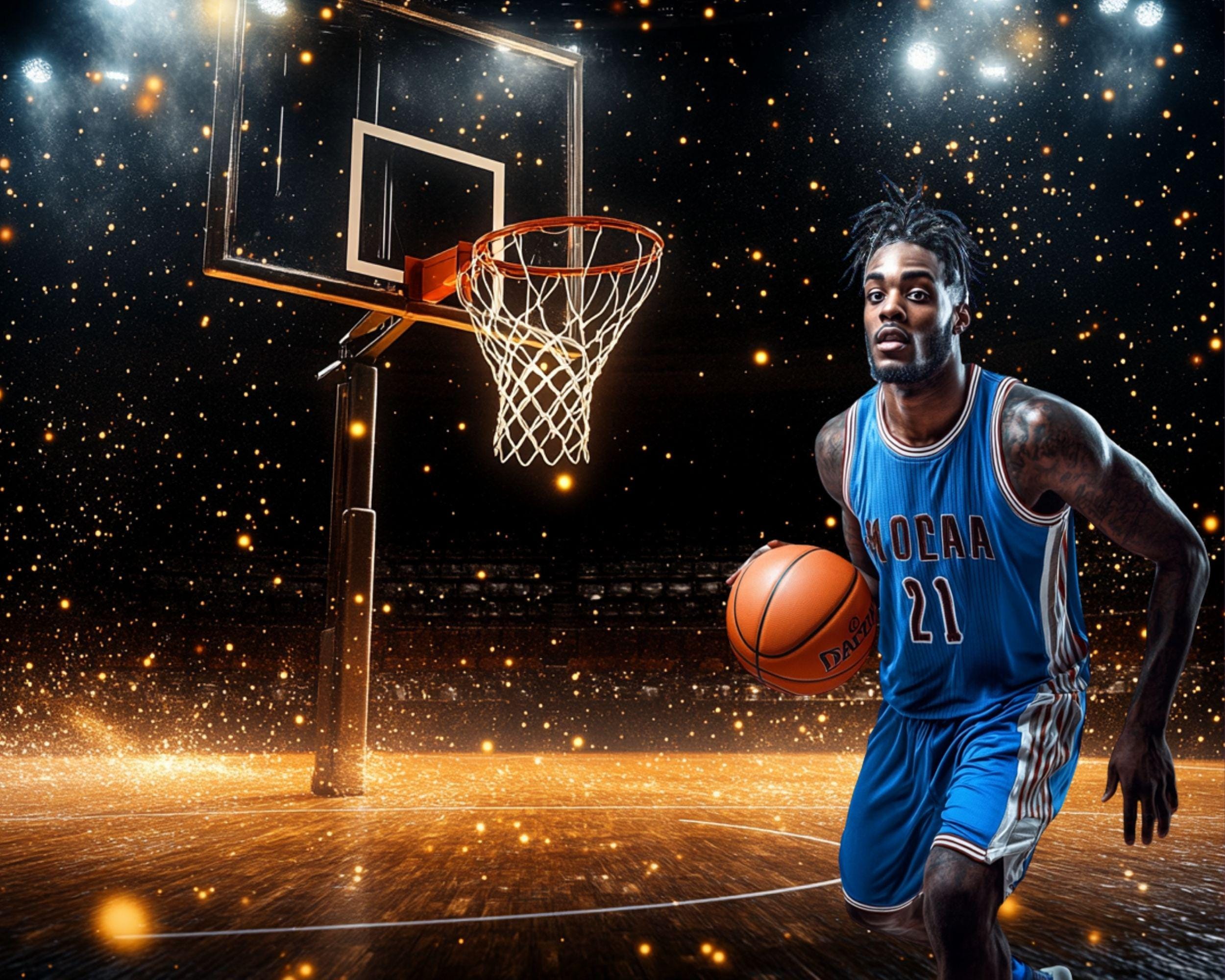 Basketball Court Backdrop – Gold Mist & Hoop Digital Background for ...