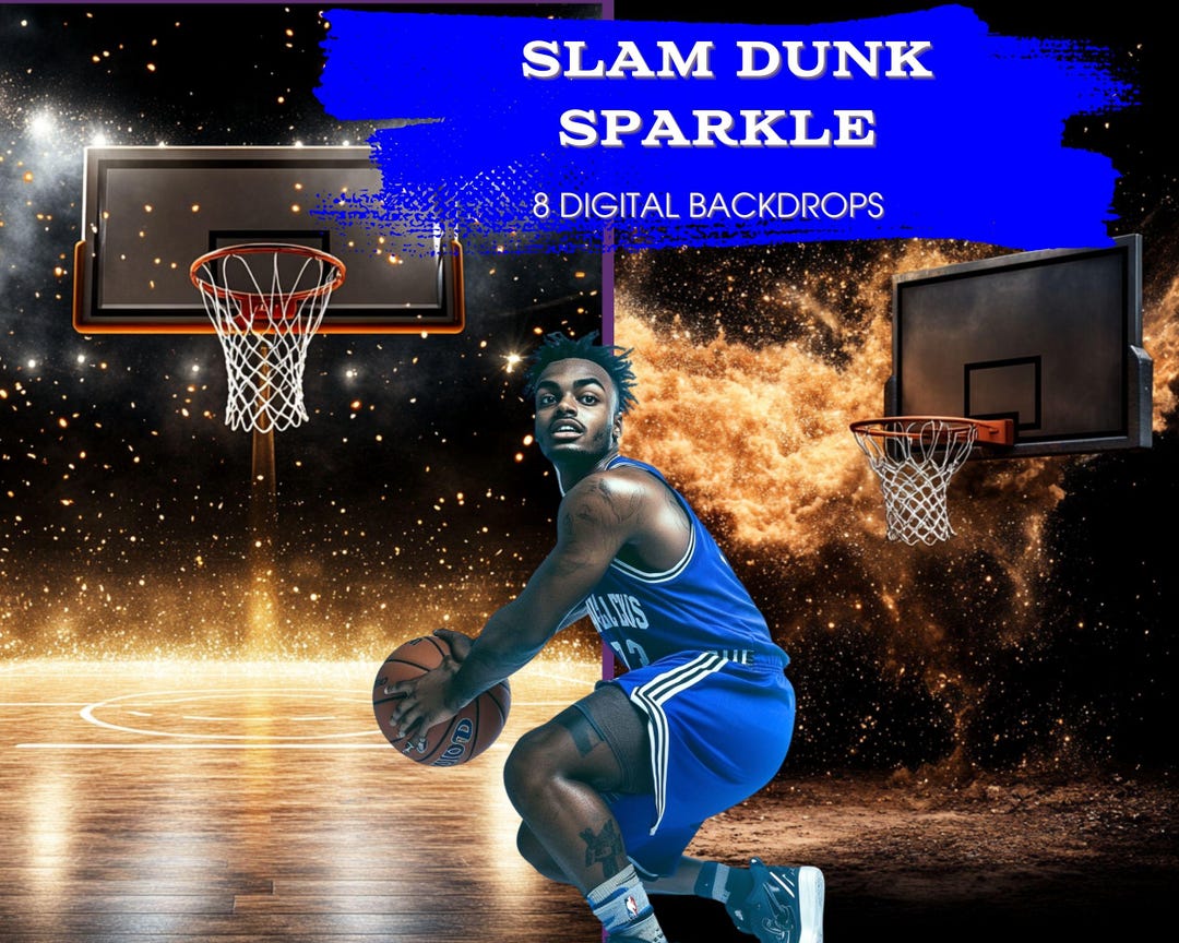 Basketball Court Backdrop – Gold Mist & Hoop Digital Background for ...