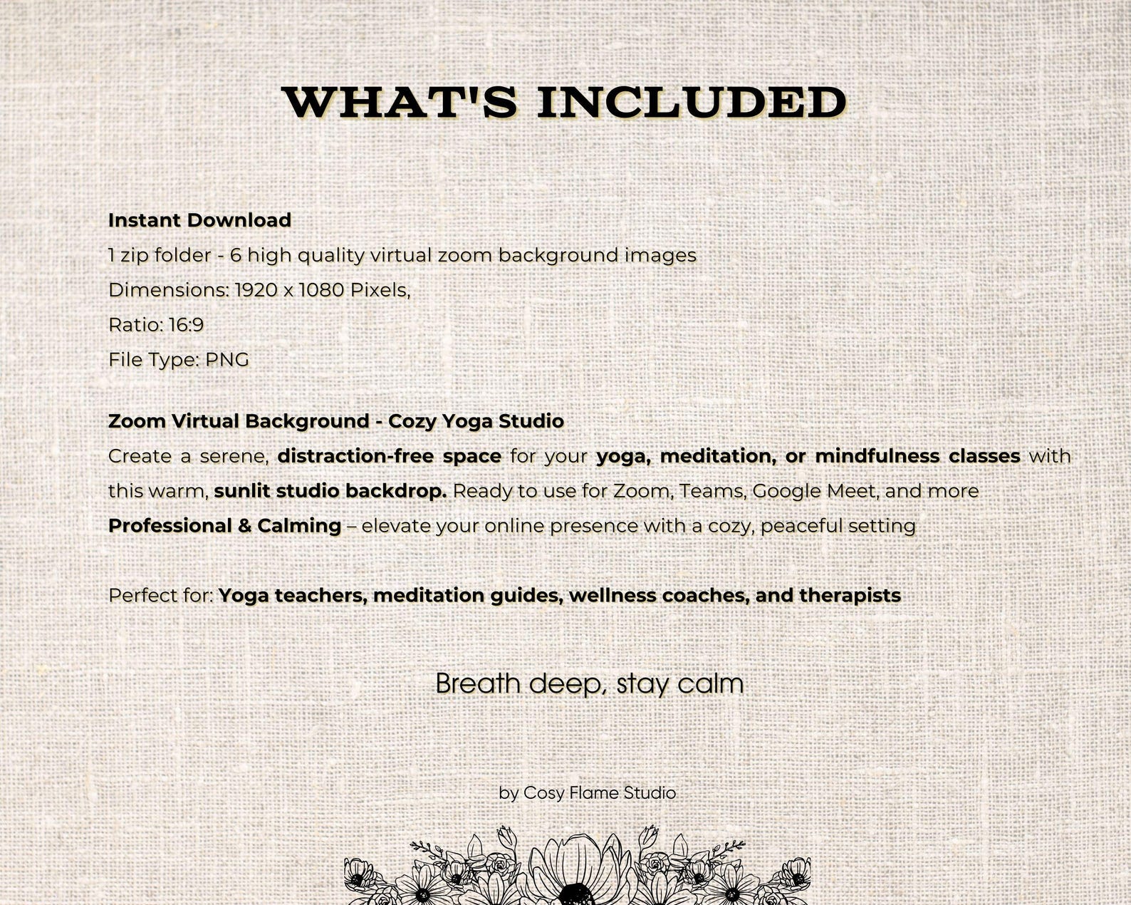 Zoom Virtual Background | Meditation & Yoga Room Digital Backdrop ...