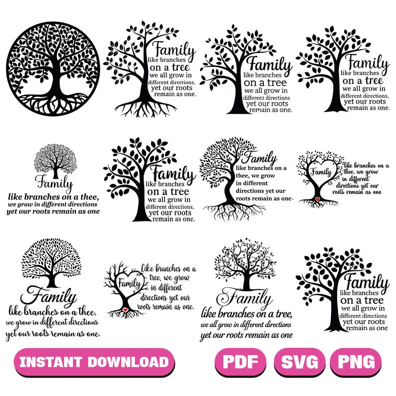 Family Tree SVG Bundle, Tree of Life Svg, Family Tree Split Monogram ...