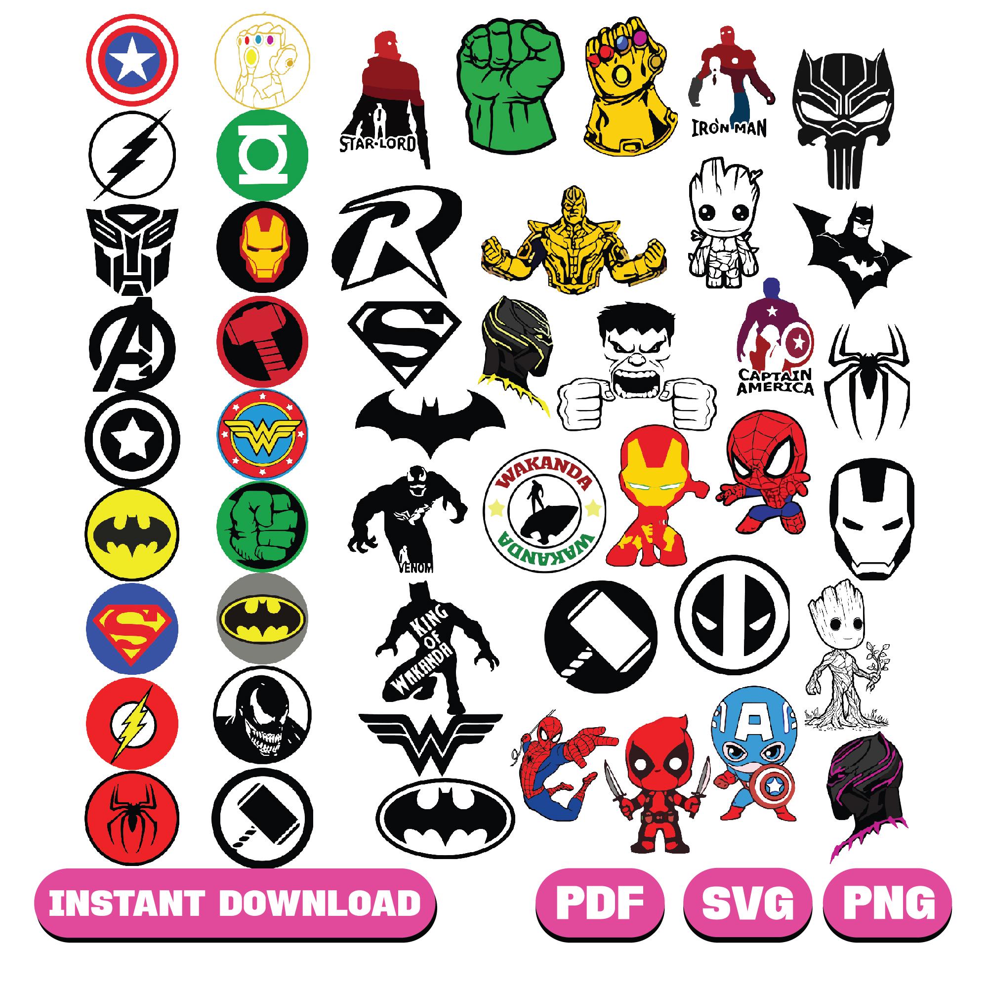 Superhero Logo SVG, Superhero Svg , Comic Svg Bundle, Bat SVG , Anime ...