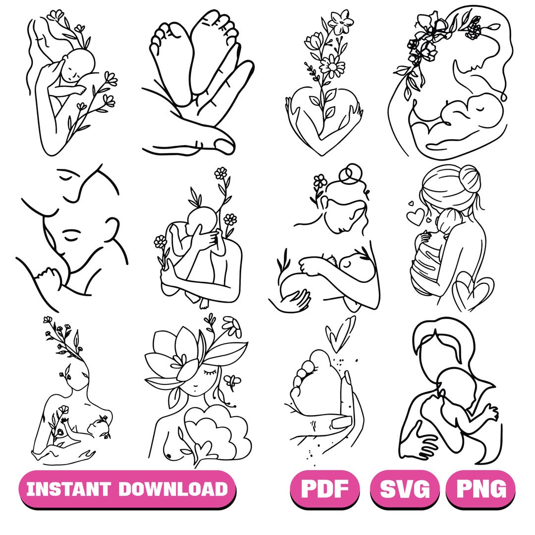 Mother and Child Svg, Flower Mother Svg, Svg Cut Files, Mother Hugs a ...