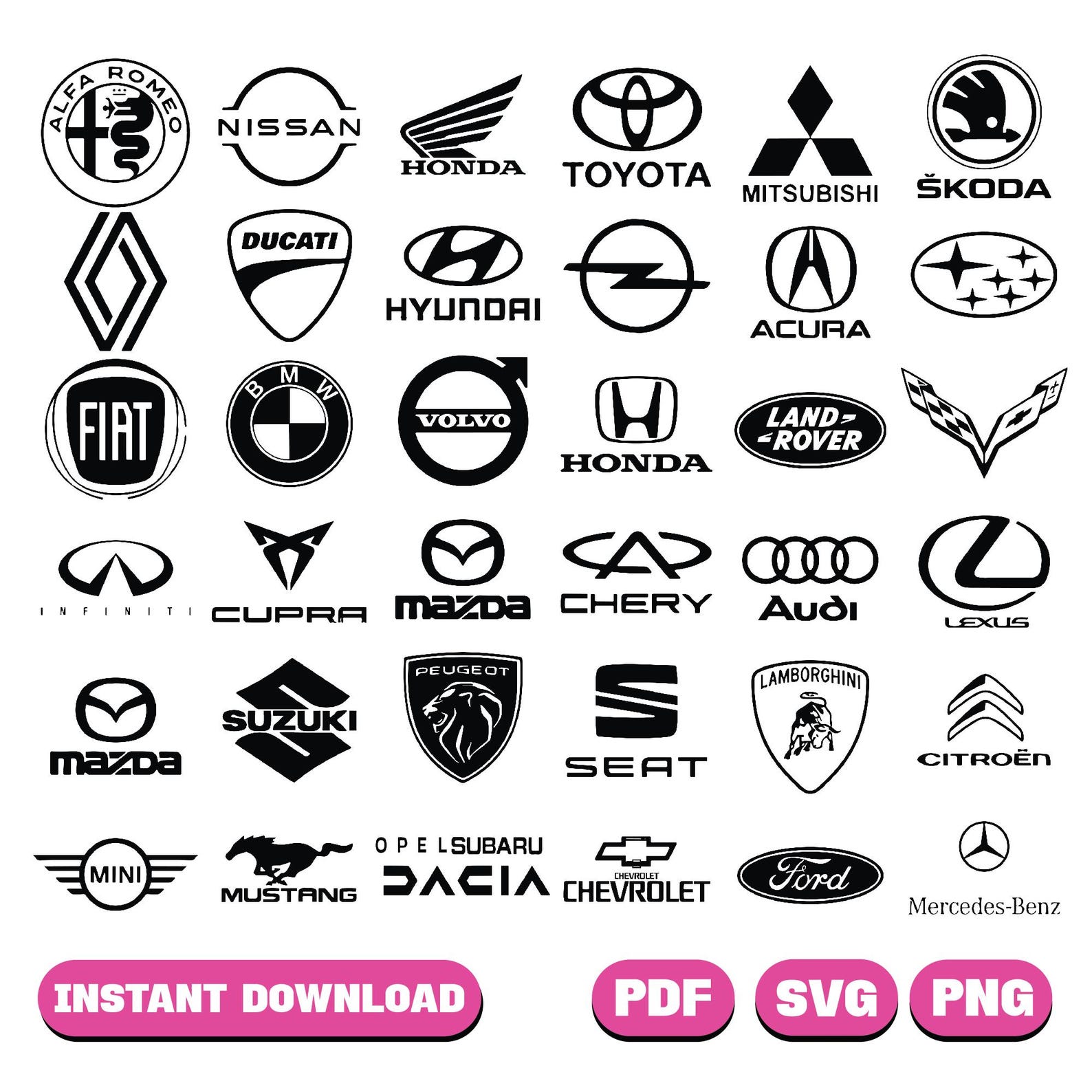 Car Logo Brands for Laser Cut, Car Brands SVG, Car Logo SVG, Car Brand ...