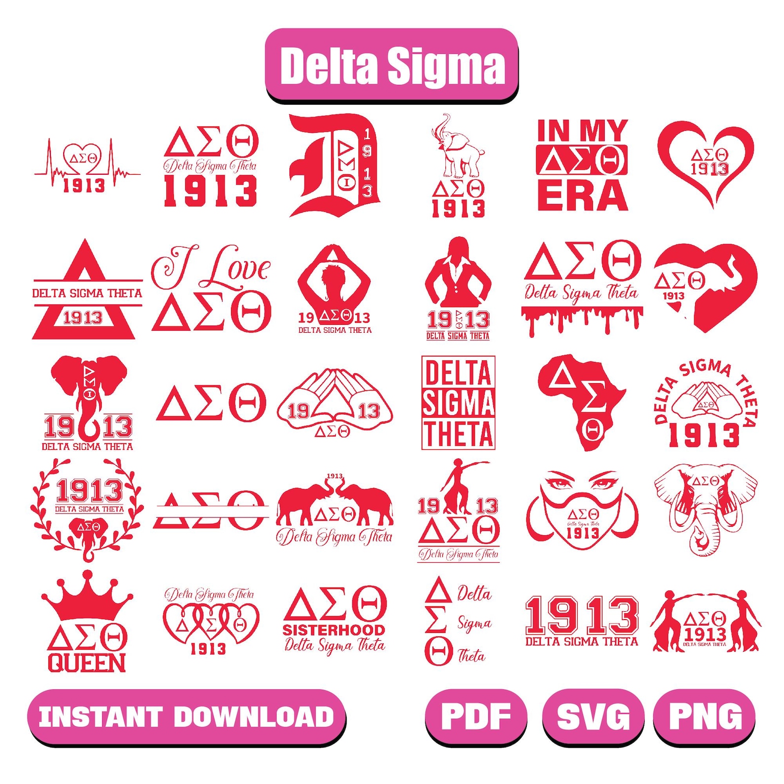 Delta Sigma Theta Svg- Png Bundle, Delta Sigma SVG, 1913 AEO Clipart ...