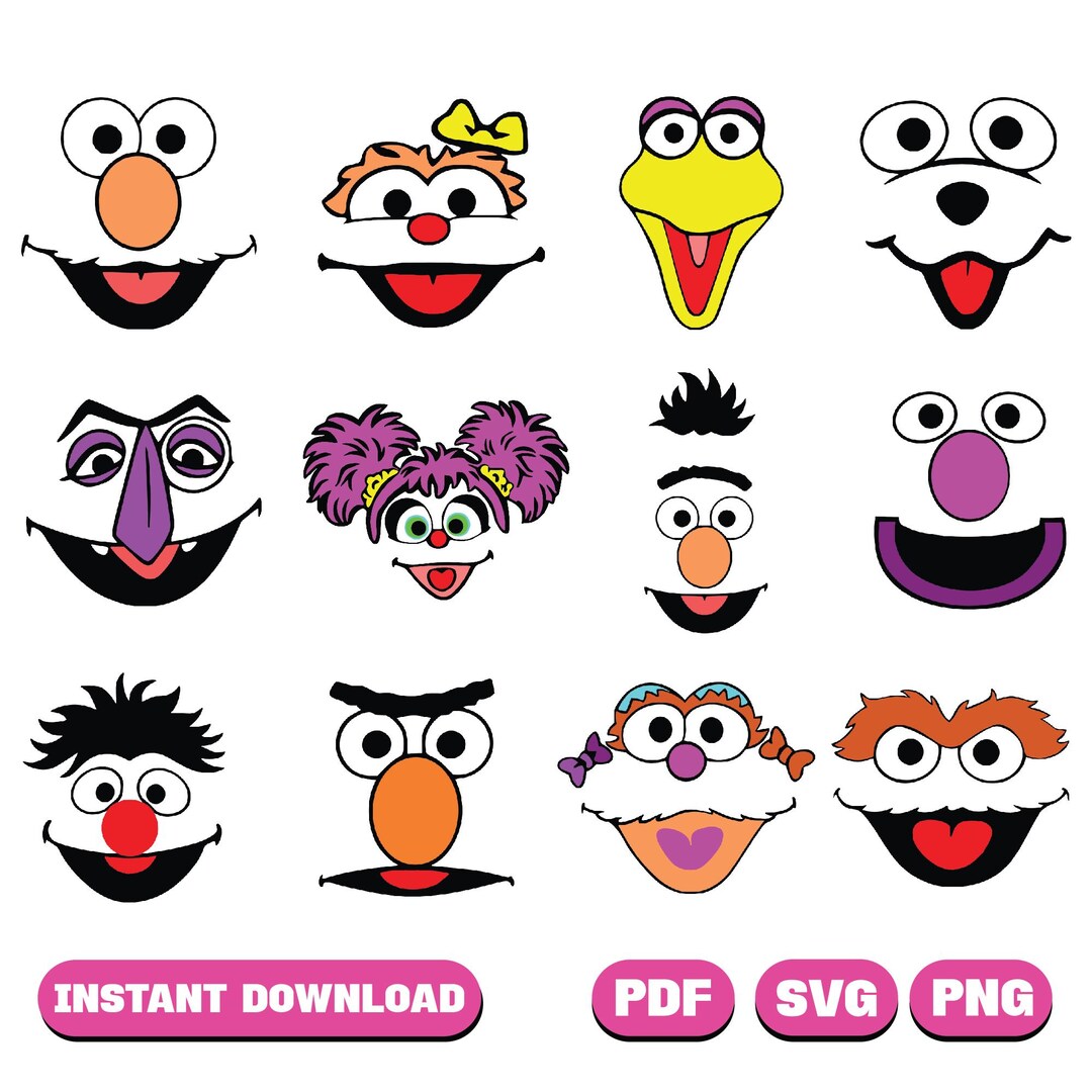 Monster Faces Svg, Faces Svg, Layered Svg, Cartoon Svg, Clipart Svg ...