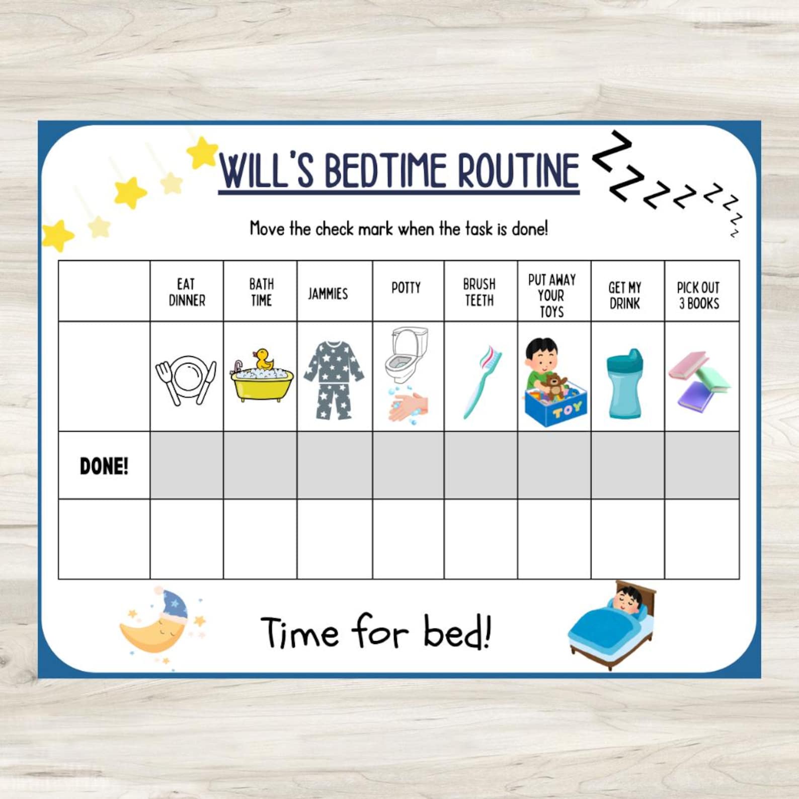 Toddler Bedtime Routine Chart: Visual Positive Parenting Tool ...