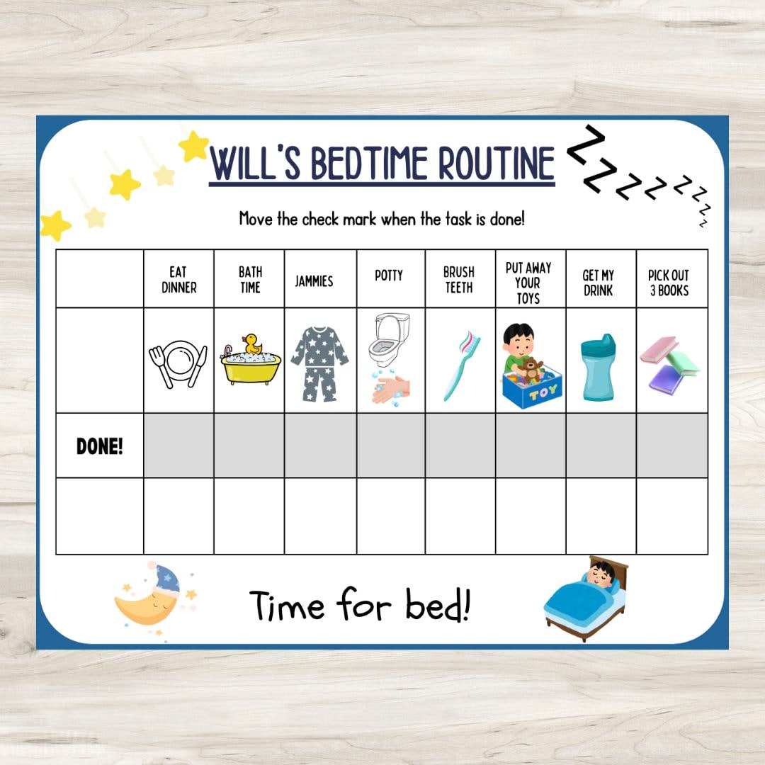Toddler Bedtime Routine Chart: Visual Positive Parenting Tool ...
