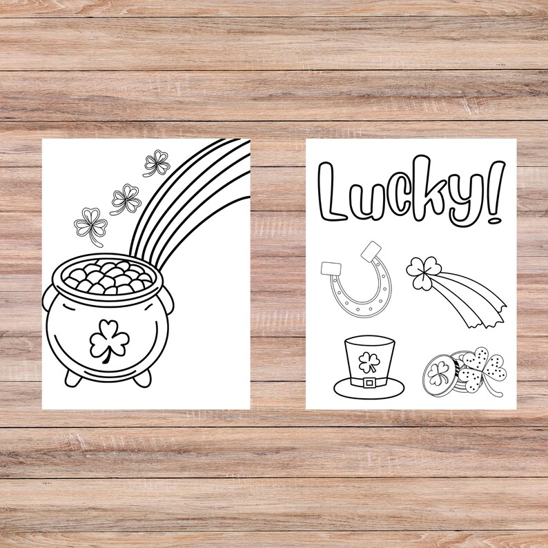 St. Patrick's Day Coloring Pages for Kids- Printable PDF With Shamrocks ...