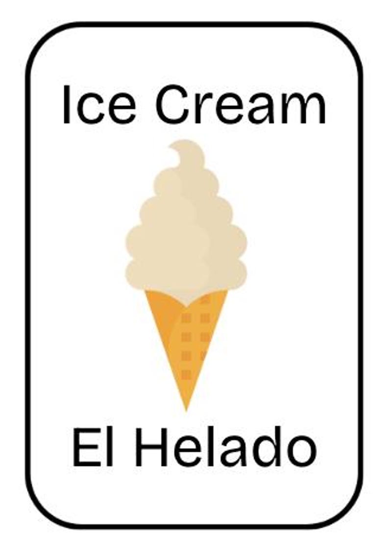 Bilingual Food Vocabulary Cards: English & Spanish Learning (printable ...