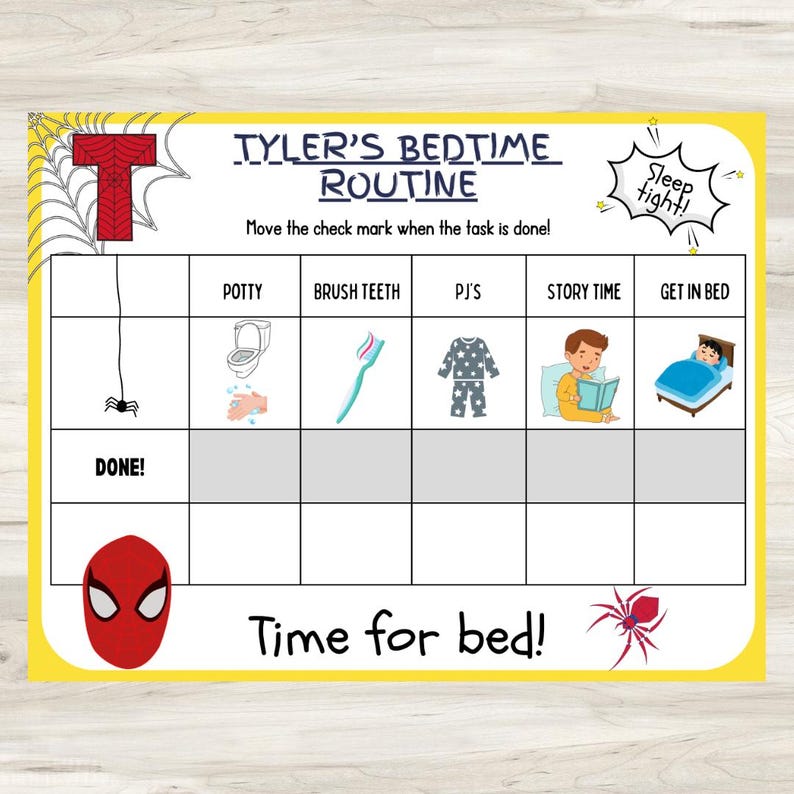 Toddler Night Time Routine Chart, Visual Bedtime Plan, Custom Autism ...