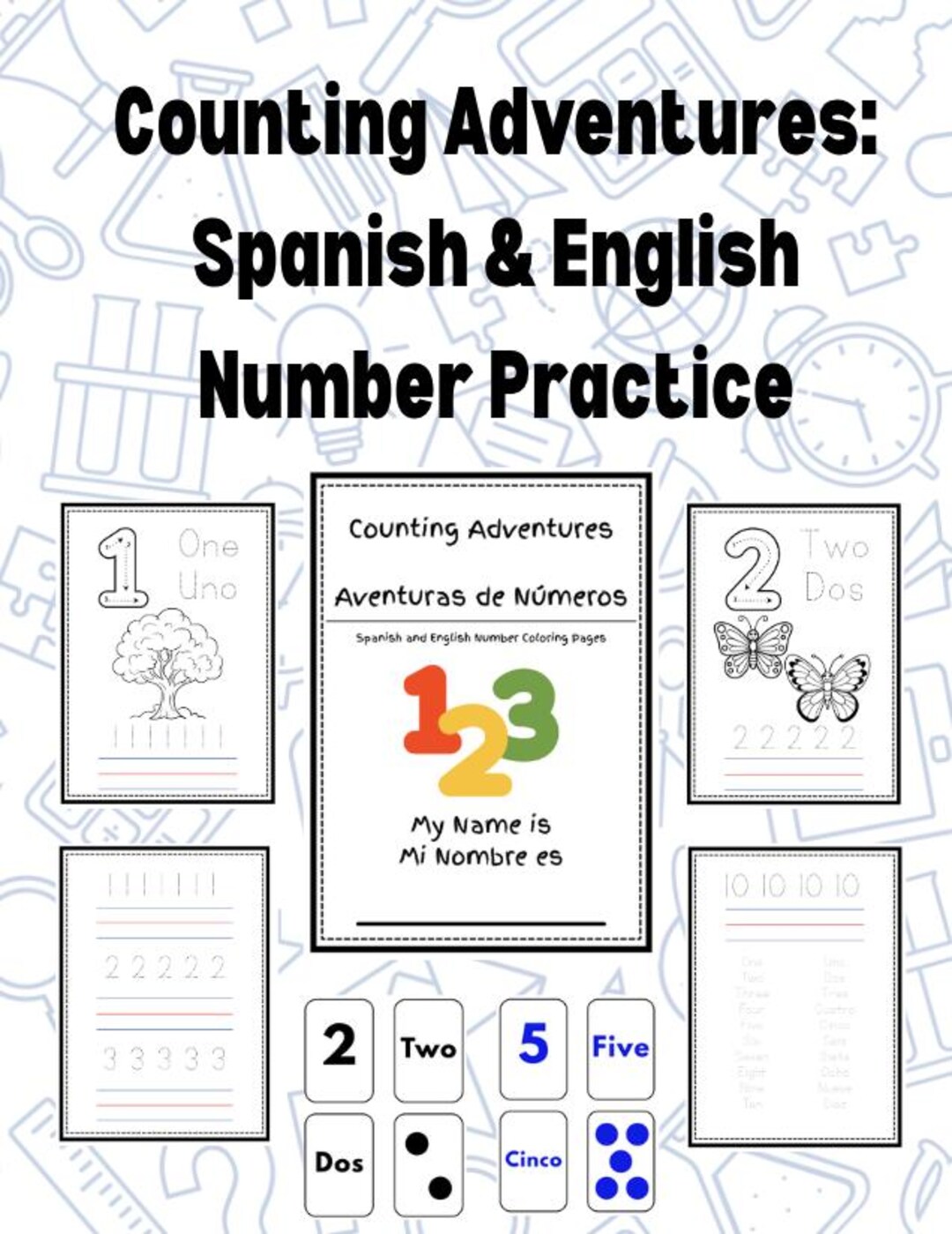 Bilingual Number Workbook | Spanish & English Printable | Toddler Math ...
