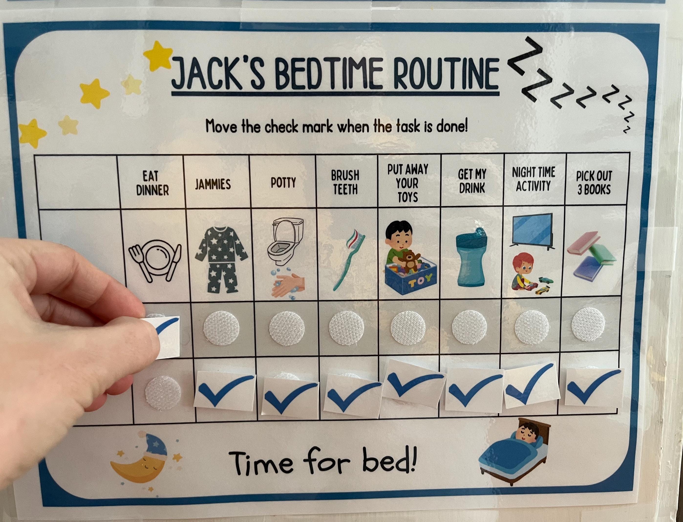 Toddler Night Time Routine Chart, Visual Bedtime Plan, Custom Autism ...