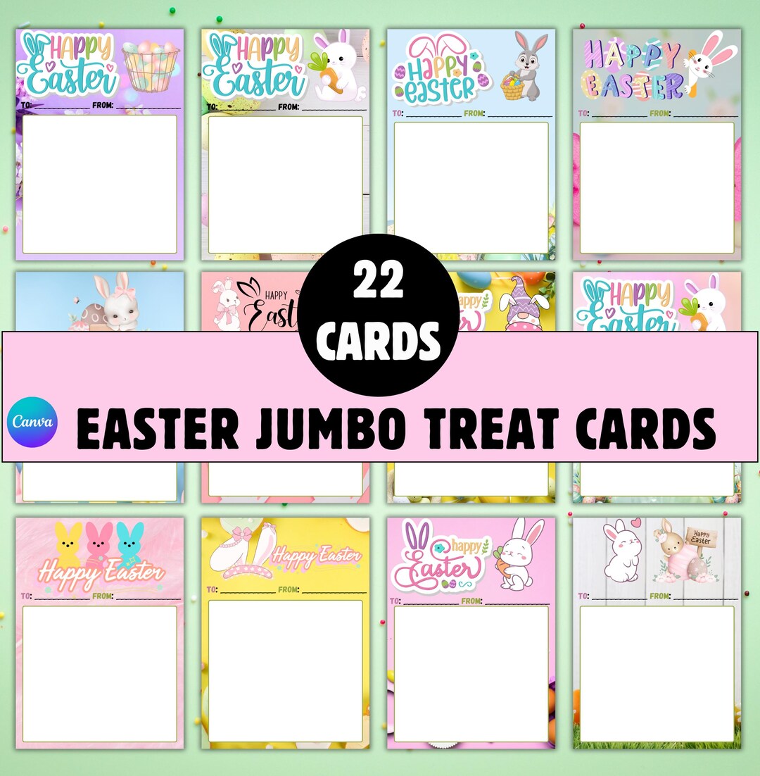 22 Easter Jumbo Treat Card Template, Easter Gift Treat Card,jumbo Treat ...