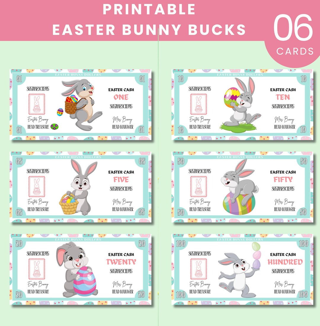 Easter Bunny Bucks Template, Easter Play Money, Easter Hunt Bunny Bucks ...