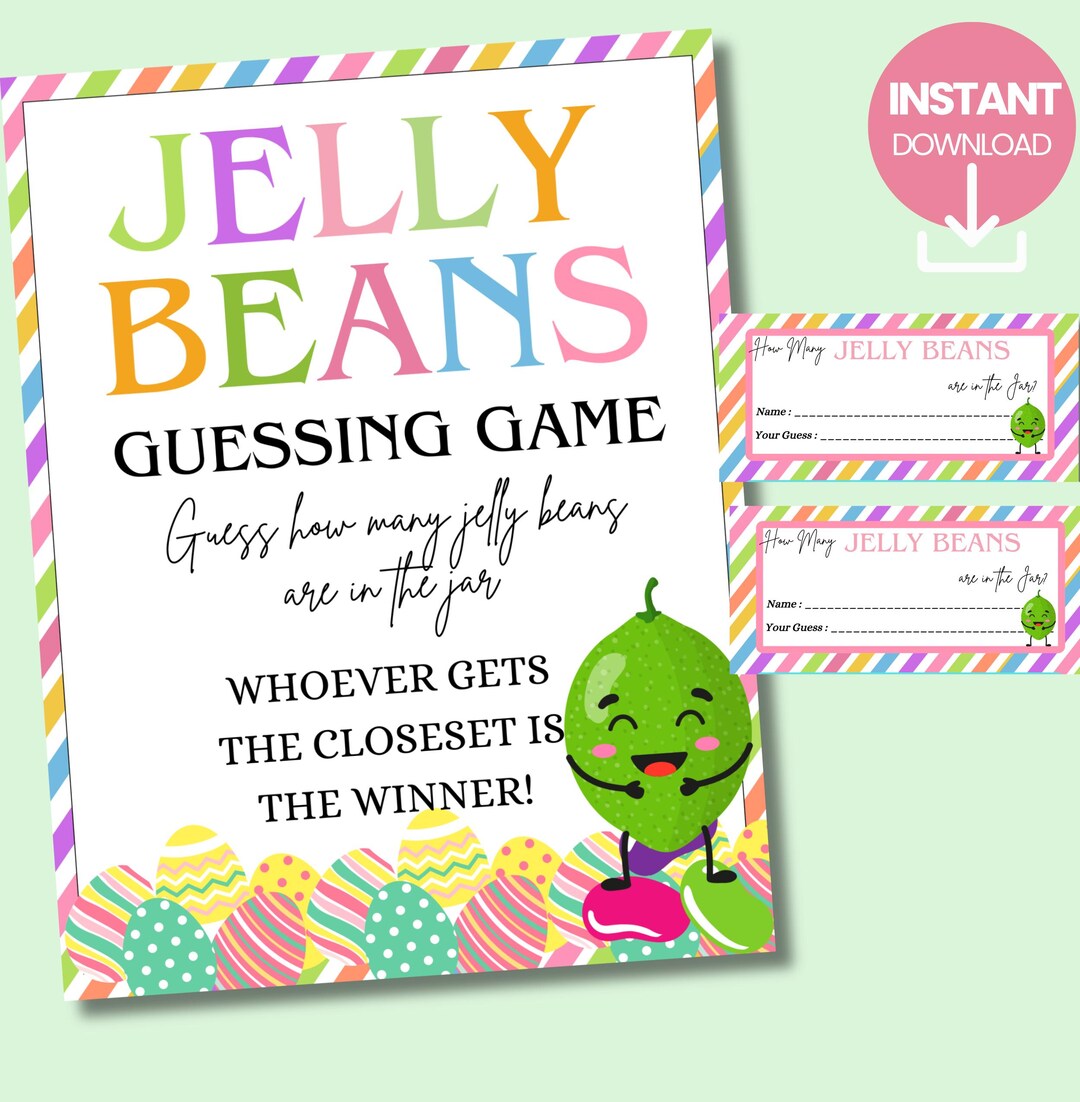 Jelly Bean Guessing Game Sign, Guess How Many Jelly Beans in the Jar ...