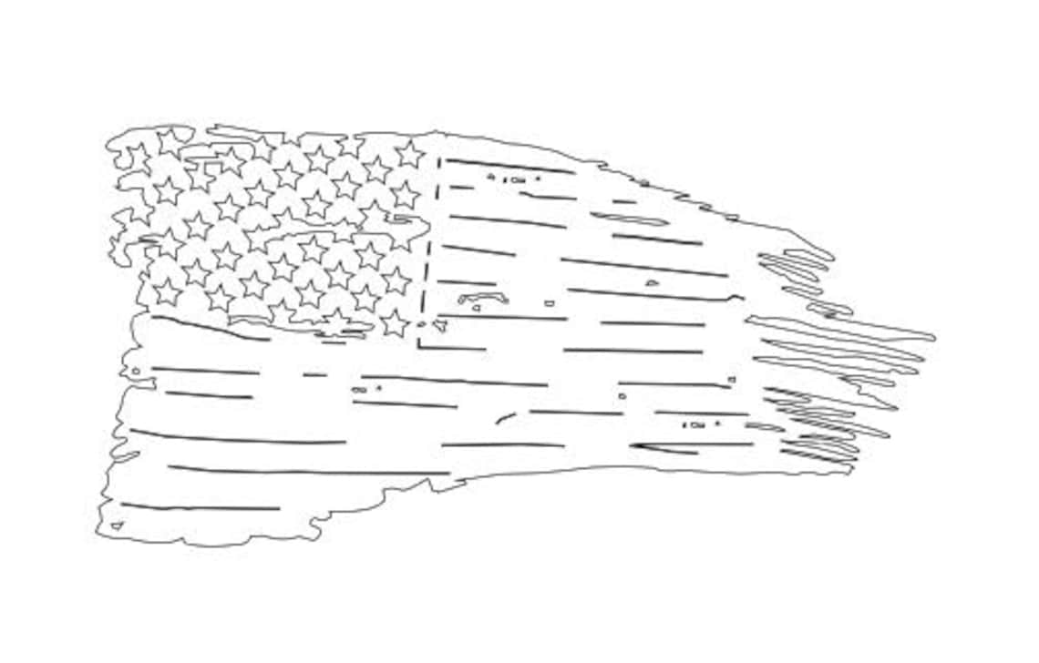 Tattered Flag - SVG / Dxf / Pdf File for CNC Plasma Ready, Laser, Vinyl ...