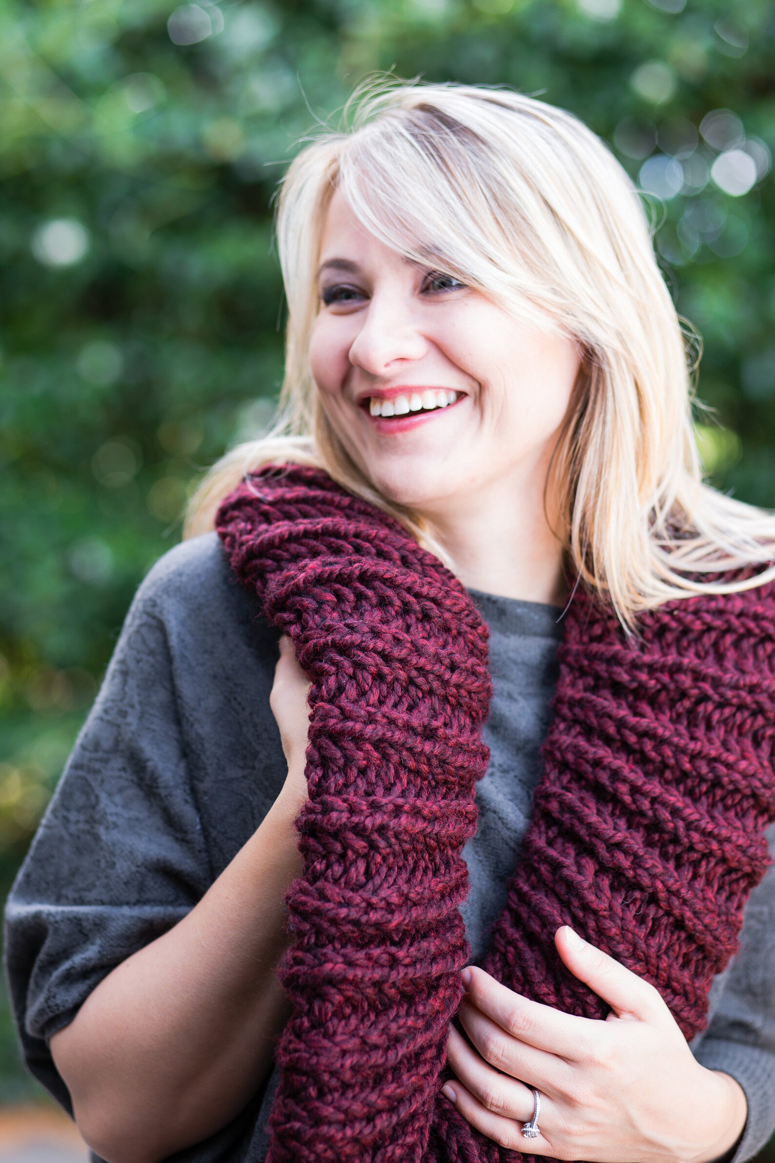 Dark Red Chunky Infinity Handknit Scarf - Made to Order - Etsy