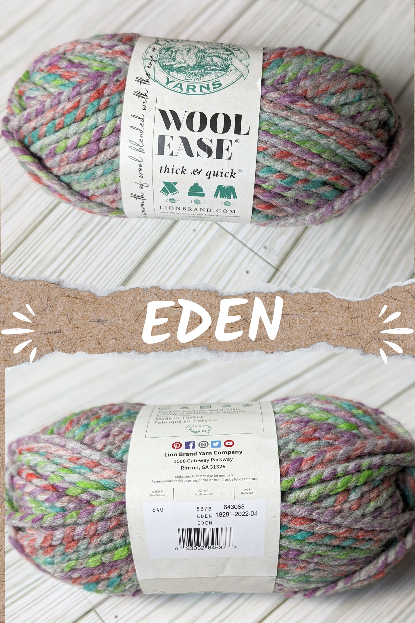 Lion Brand Wool-ease Thick and Quick Yarn Prints & Stripes, Knitting ...