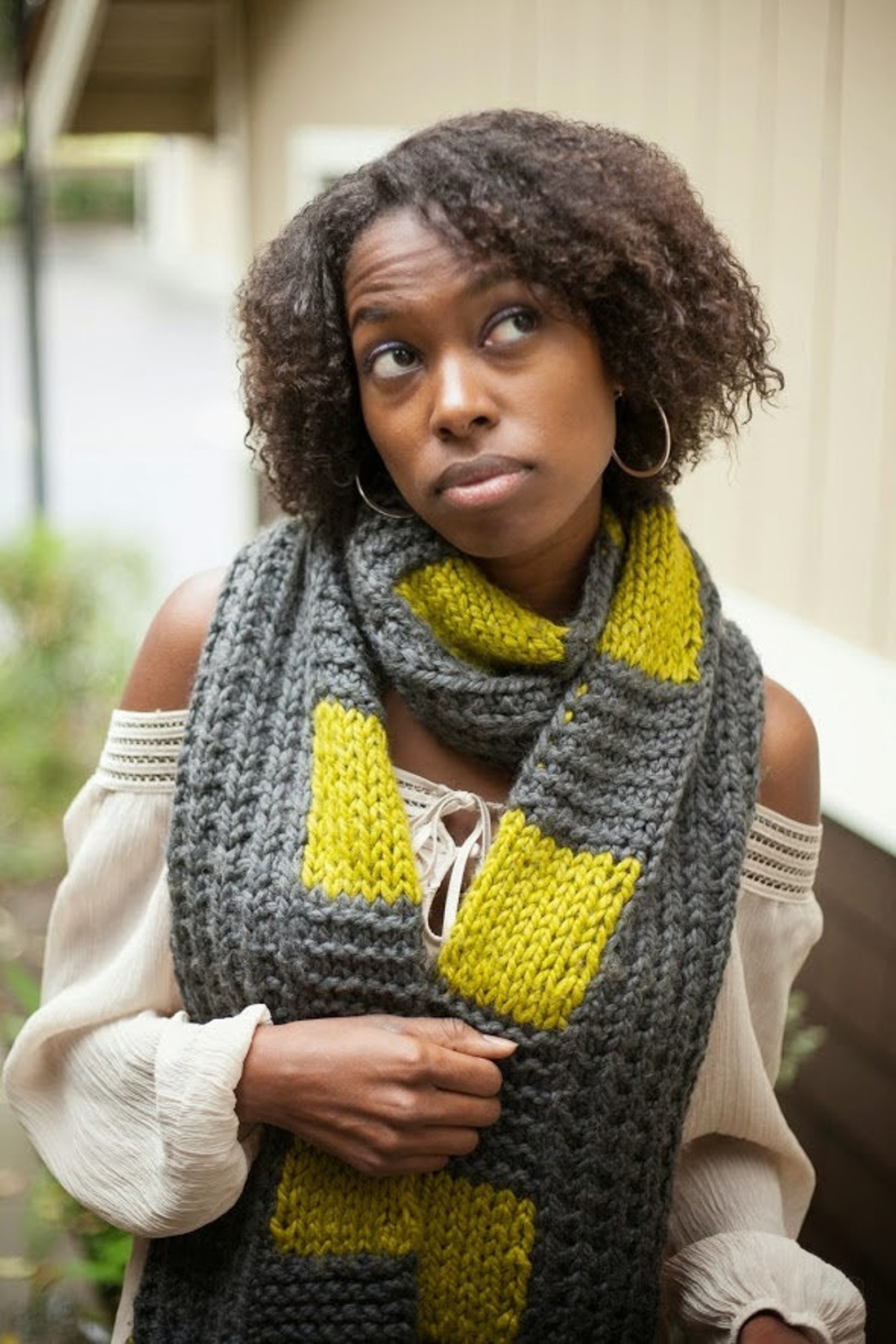 KNITTING PATTERN Scarf and Cowl Set Colorblock Scarf - Etsy
