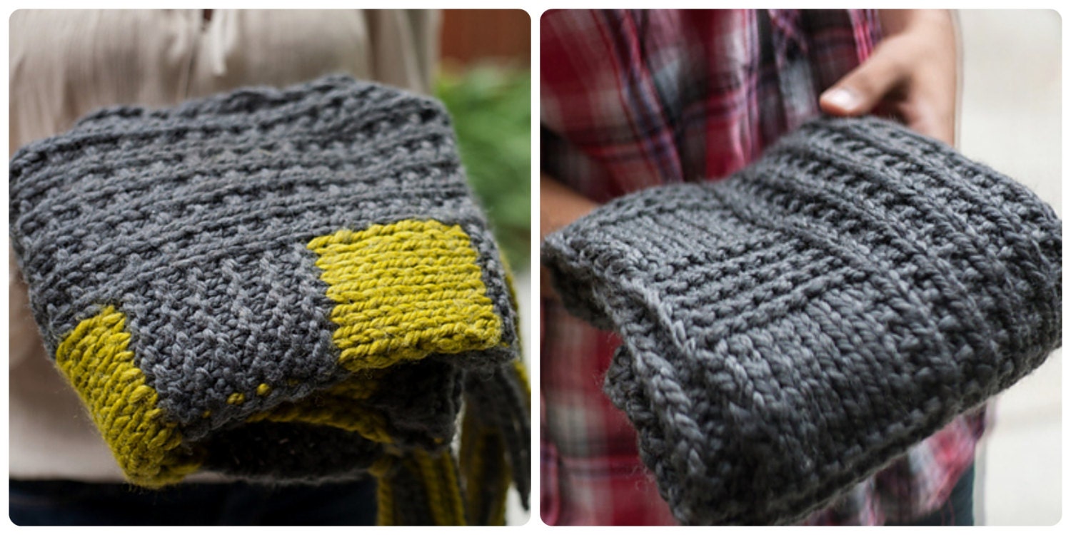 KNITTING PATTERN Scarf and Cowl Set Colorblock Scarf Knitting Pattern ...