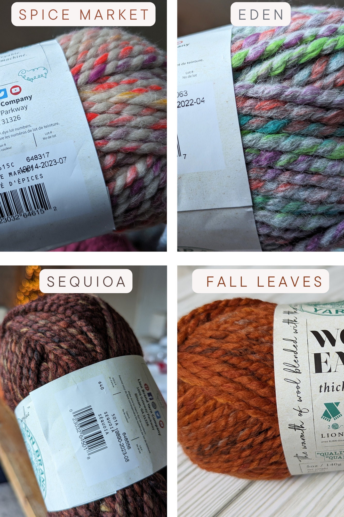 Lion Brand Wool-ease Thick and Quick Yarn Prints & Stripes, Knitting ...