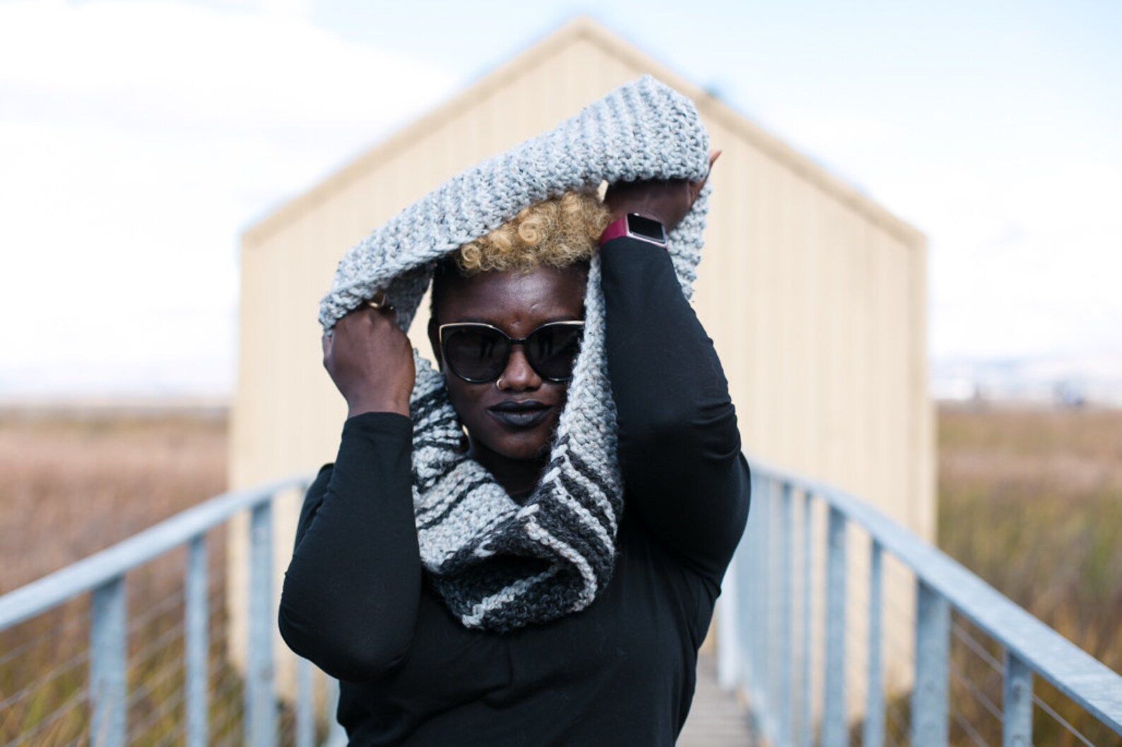 Black and Grey Chunky Fibonacci Infinity Scarf 2nd Version Made to ...