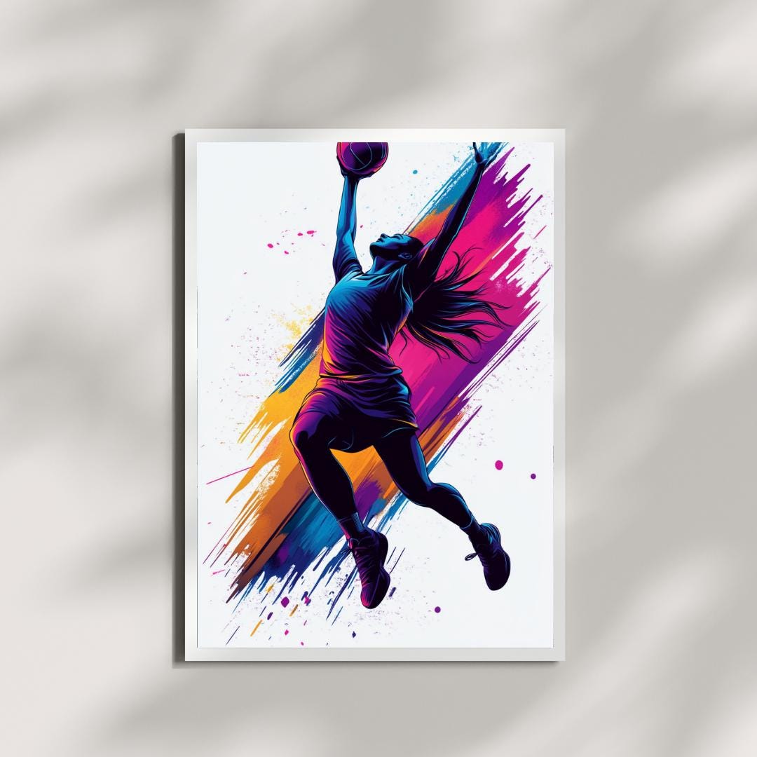 Voleyball Poster, Volleyball Player Colorful Poster - Matte Vertical ...
