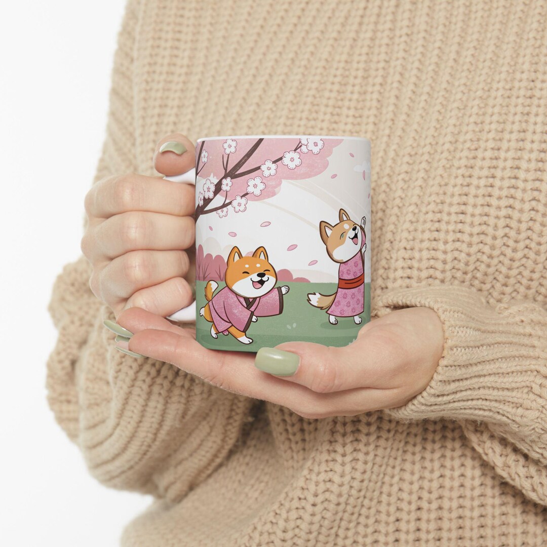 Cartoon Cute Dog Mug, Japanese Dog Ceramic Mug, Dogs With Kimono Mug ...